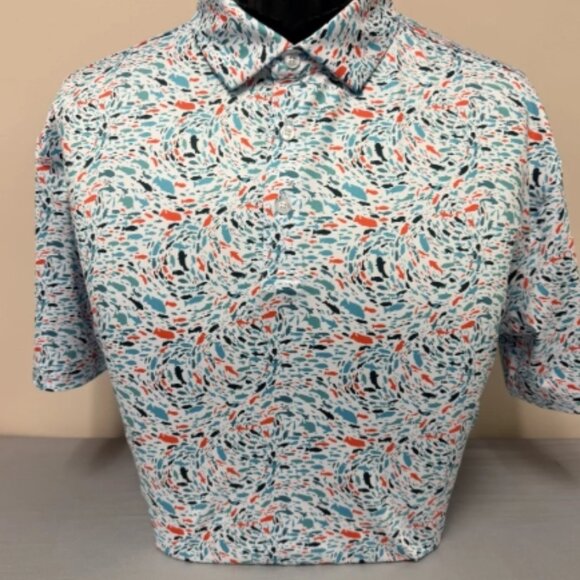 Coby Stevens | Shirts | Cs White School Of Fish Print Polo | Poshmark